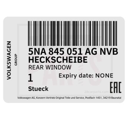 購買 Audi VW 5NA-845-051AG-NVB 後窗玻璃 | 28CarParts